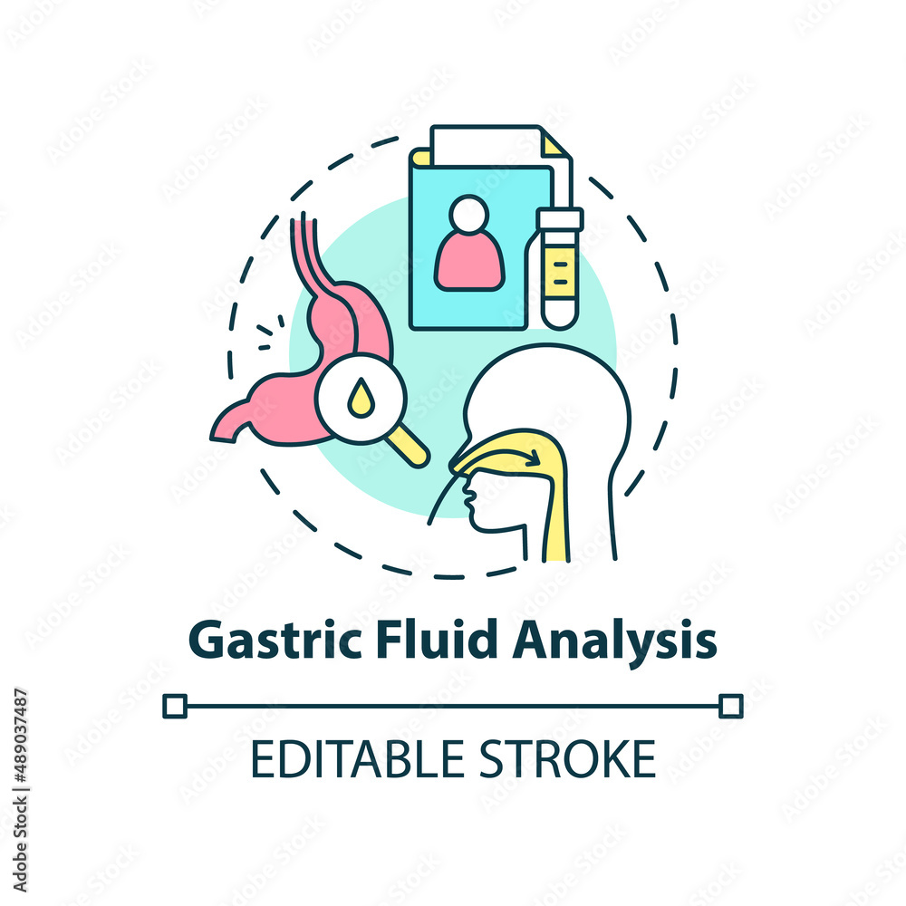 Gastric fluid analysis concept icon. Patient care. Medical diagnostic ...