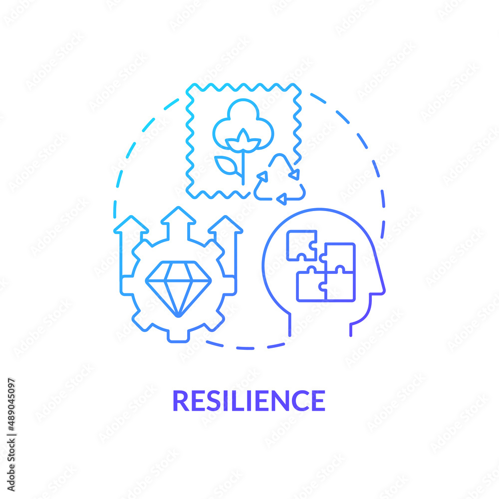 Resilience blue gradient concept icon. Circular economy key principle ...