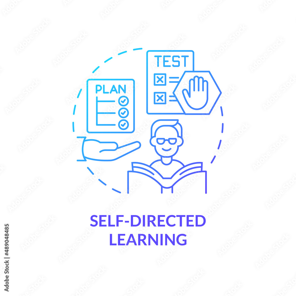 Self directed learning blue gradient concept icon. Lifelong learning ...