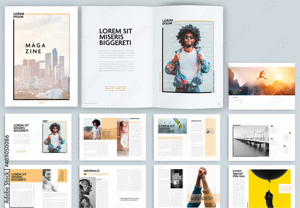 Pop Style Lifestyle Magazine with Yellow Accents Stock Template | Adobe ...