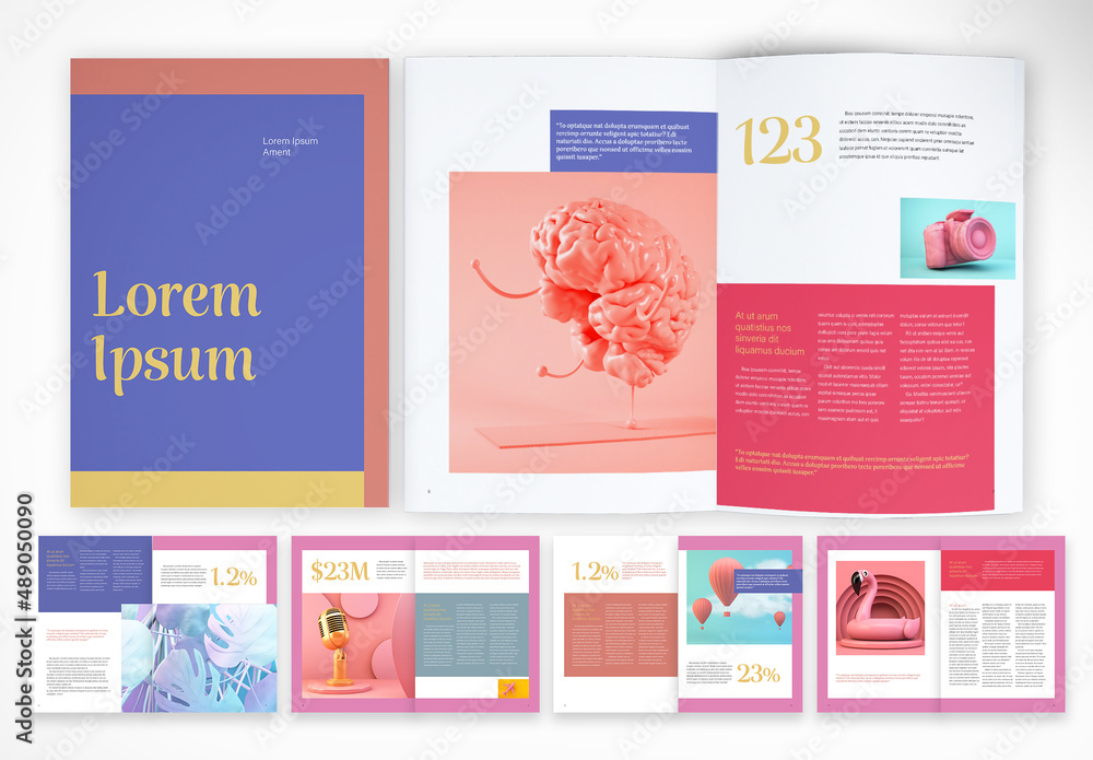 Visual and Colorful Annual Report Stock Template | Adobe Stock