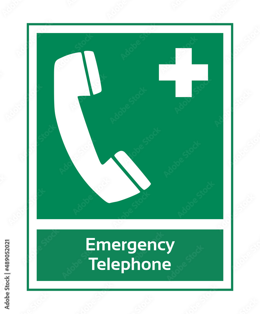 Emergency Telephone. Safe Condition Sign. ISO 7010 Sign. Safety Poster ...
