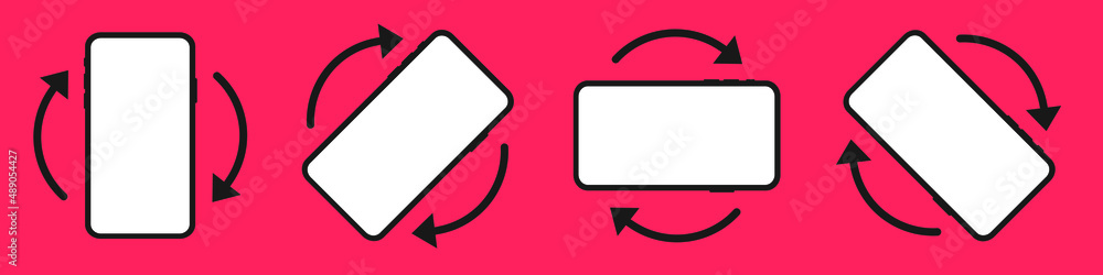 Rotate smartphone icon. Mobile phone rotation symbols set. Phone screen ...