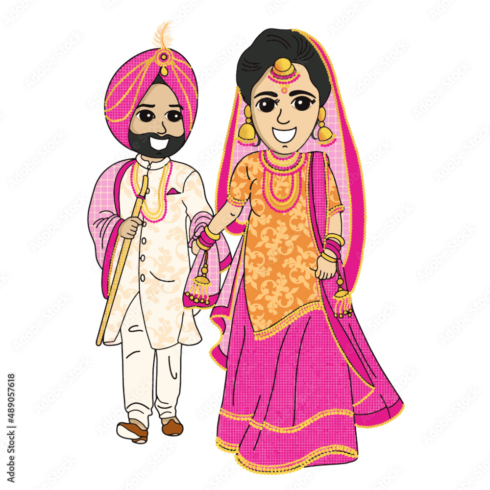 Indian Bride Groom Wedding Concep Stock Vector | Adobe Stock