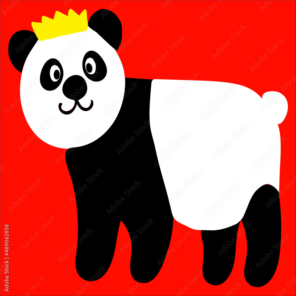 Stylized hand drawn Giant panda full body.Simple illustration with ...