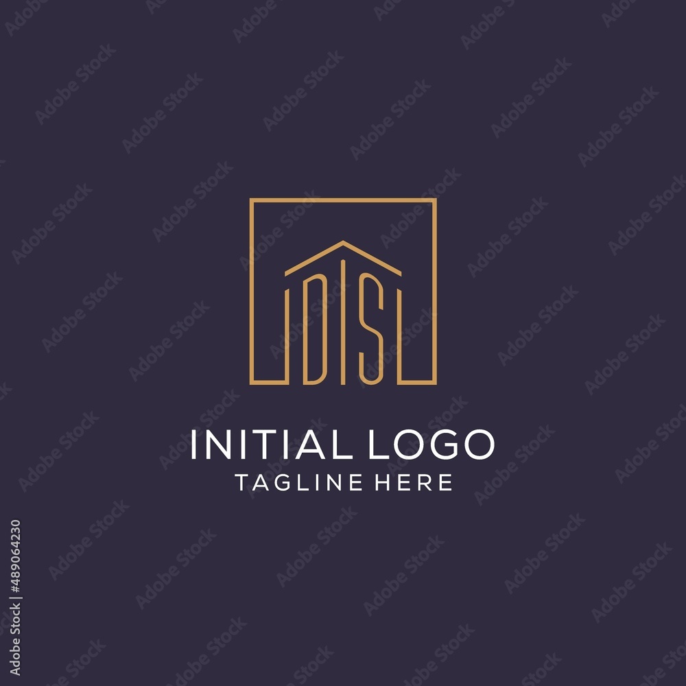 Initial DS logo with square lines, luxury and elegant real estate logo ...