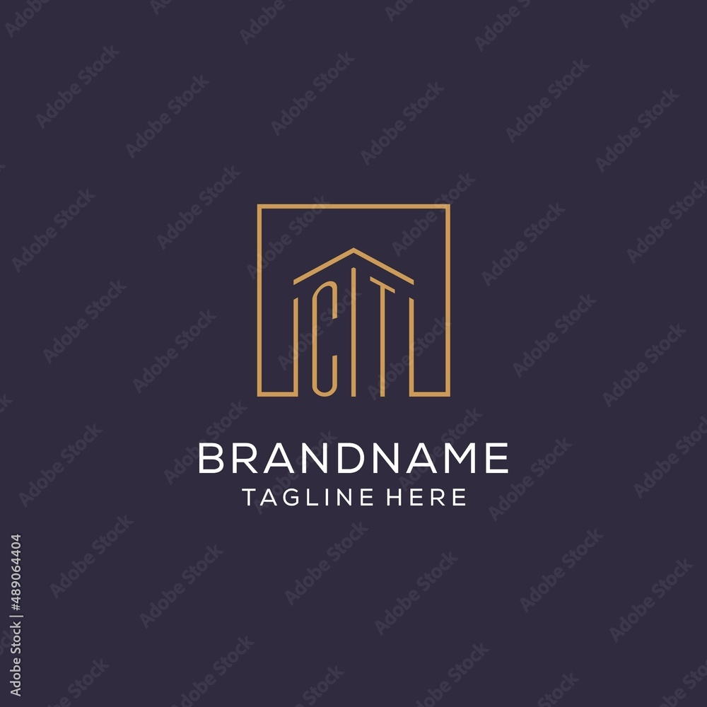 Initial CT logo with square lines, luxury and elegant real estate logo ...