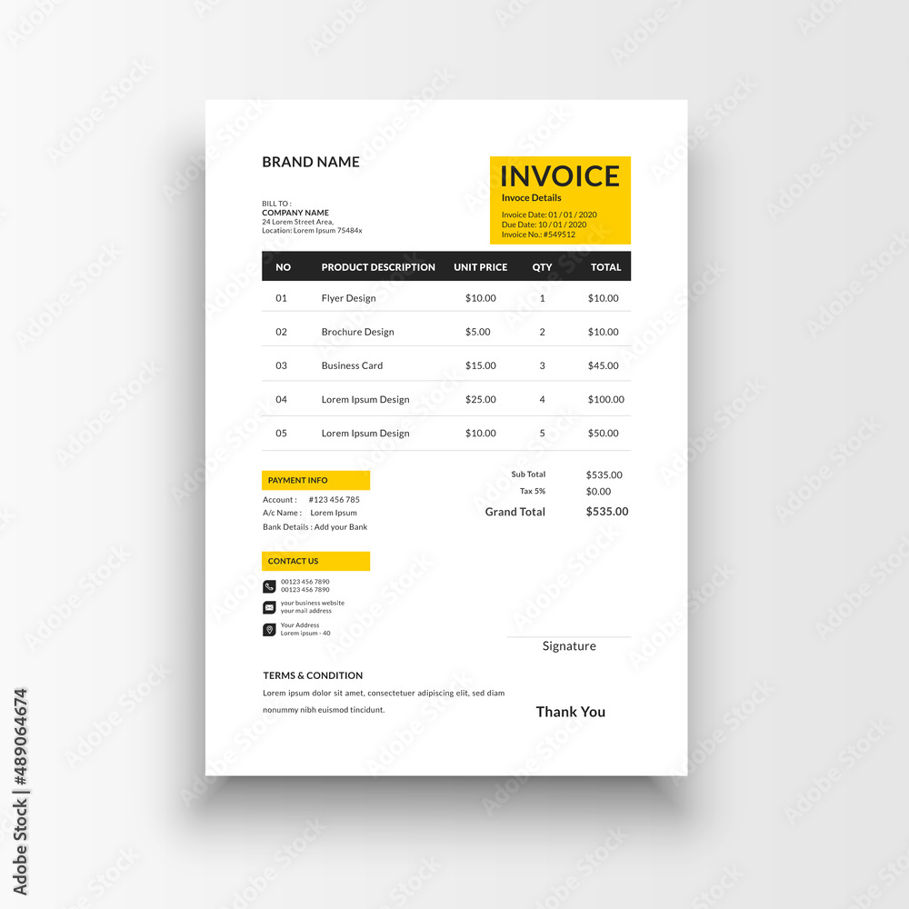 minimalist business invoice template vector, receipt voucher, sales ...