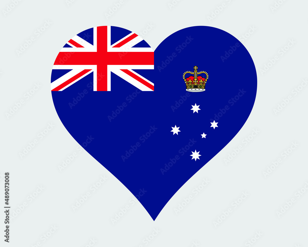 Victoria Australia Heart Flag. Vic Victorian Love Shape Flag ...