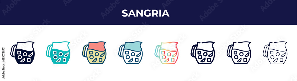 sangria icon in 8 styles. line, filled, glyph, thin outline, colorful ...