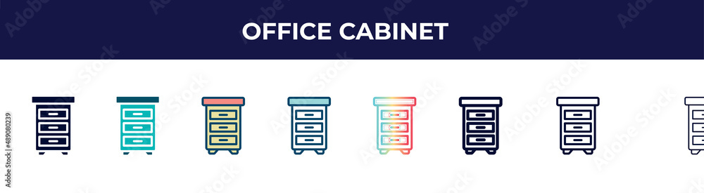 office cabinet icon in 8 styles. line, filled, glyph, thin outline ...