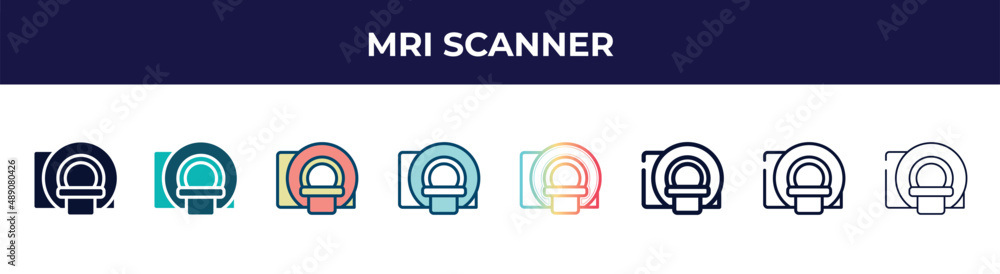 mri scanner icon in 8 styles. line, filled, glyph, thin outline ...