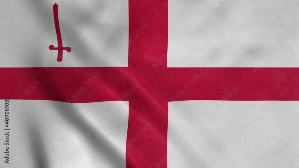Flag of London, city of England, waving in wind. Realistic flag ...