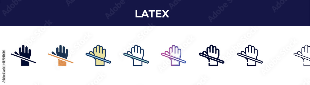 latex icon in 8 styles. line, filled, glyph, thin outline, colorful ...