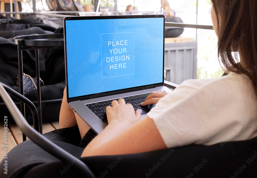 Freelancer Is Working on Laptop Mockup Stock Template | Adobe Stock