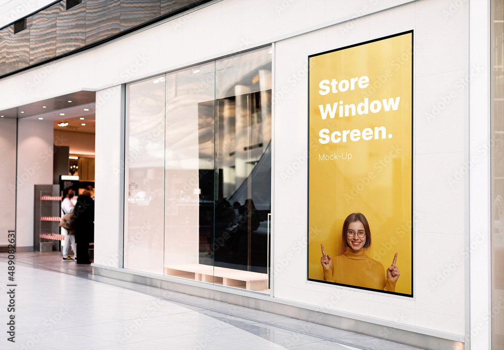 Brand Store Window Screen Banner Mock-Up Stock Template | Adobe Stock