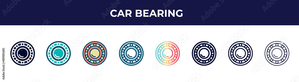 car bearing icon in 8 styles. line, filled, glyph, thin outline ...