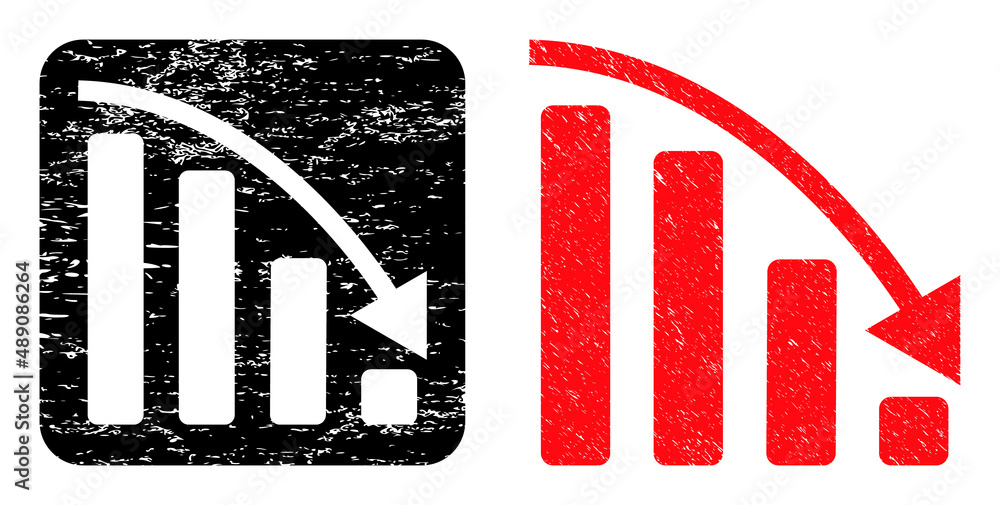 Vector negative trend carved icon. Grunge negative trend seal stamp ...