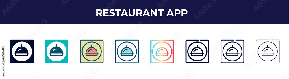 restaurant app icon in 8 styles. line, filled, glyph, thin outline ...