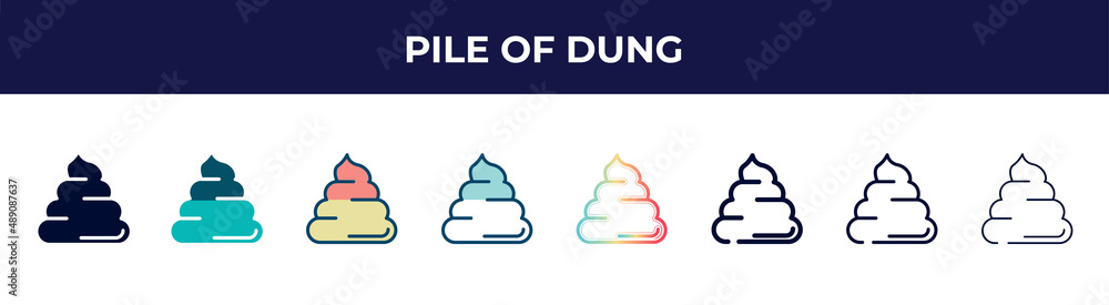 pile of dung icon in 8 styles. line, filled, glyph, thin outline ...