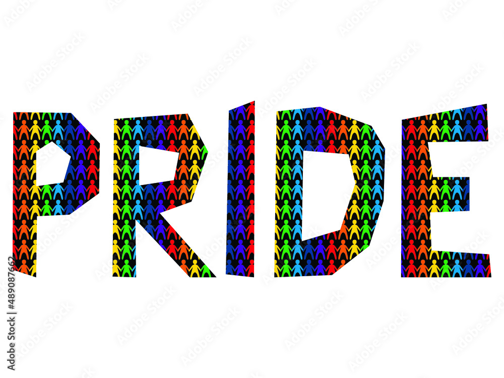 Vector illustration - a simple word pride with an ornament of rainbow ...