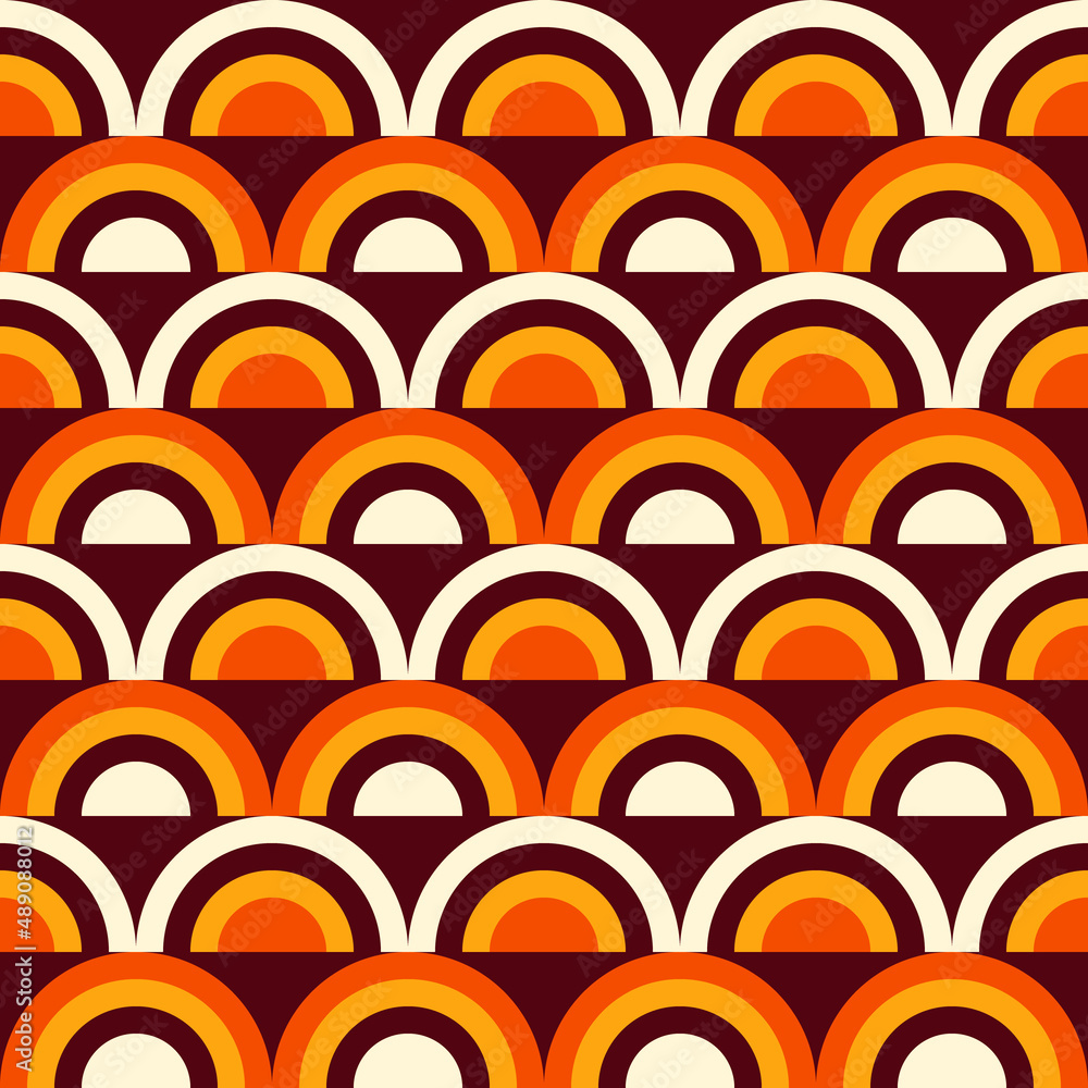 Mid-century modern style seamless pattern with semi circles. 1960s ...