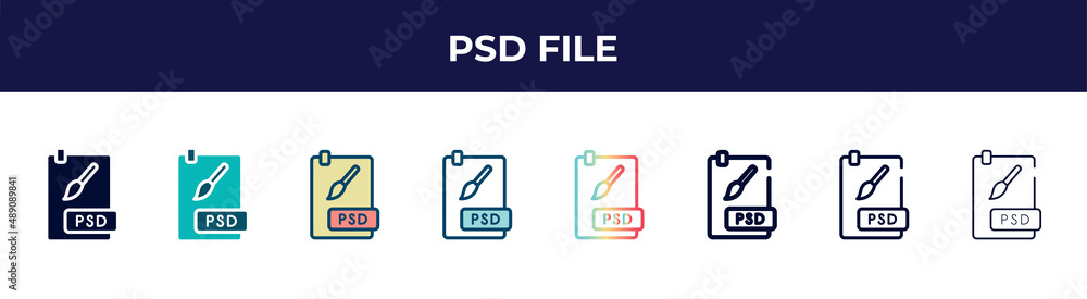 psd file icon in 8 styles. line, filled, glyph, thin outline, colorful ...
