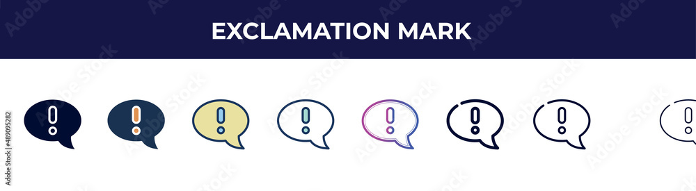 exclamation mark icon in 8 styles. line, filled, glyph, thin outline ...