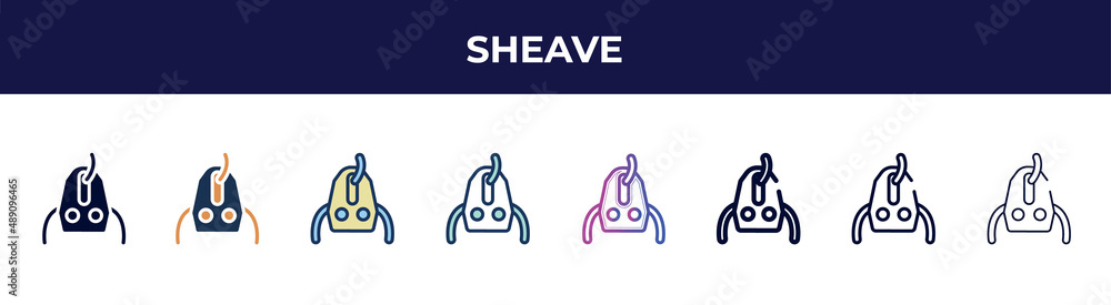 sheave icon in 8 styles. line, filled, glyph, thin outline, colorful ...