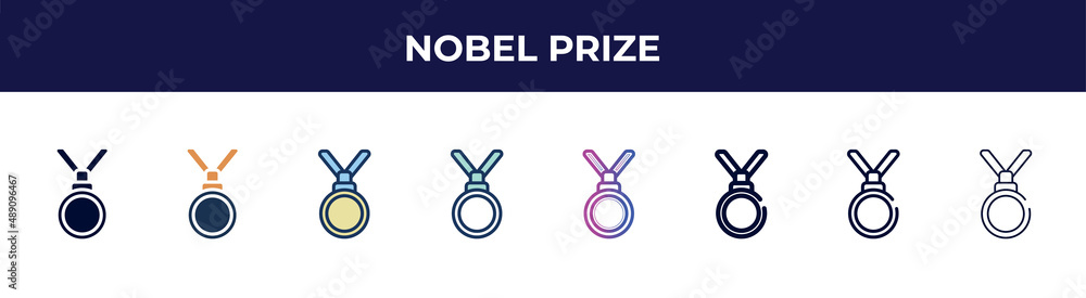 nobel prize icon in 8 styles. line, filled, glyph, thin outline ...