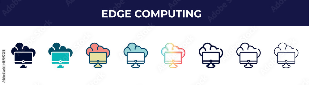 edge computing icon in 8 styles. line, filled, glyph, thin outline ...