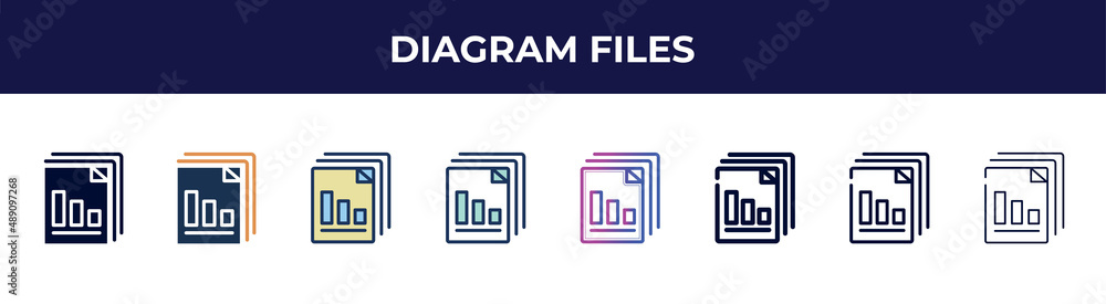 diagram files icon in 8 styles. line, filled, glyph, thin outline ...