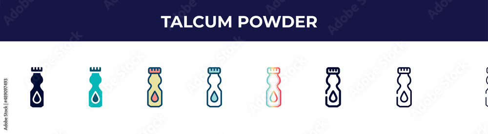 talcum powder icon in 8 styles. line, filled, glyph, thin outline ...