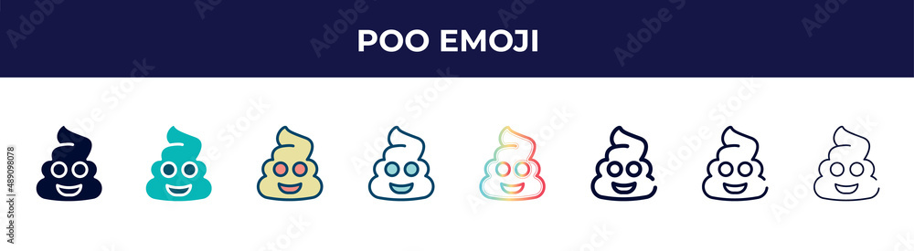 poo emoji icon in 8 styles. line, filled, glyph, thin outline, colorful ...