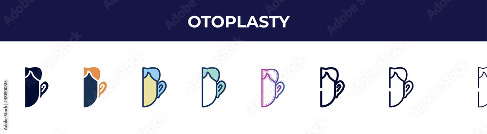otoplasty icon in 8 styles. line, filled, glyph, thin outline, colorful, stroke and gradient ...