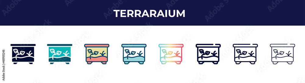terraraium icon in 8 styles. line, filled, glyph, thin outline ...