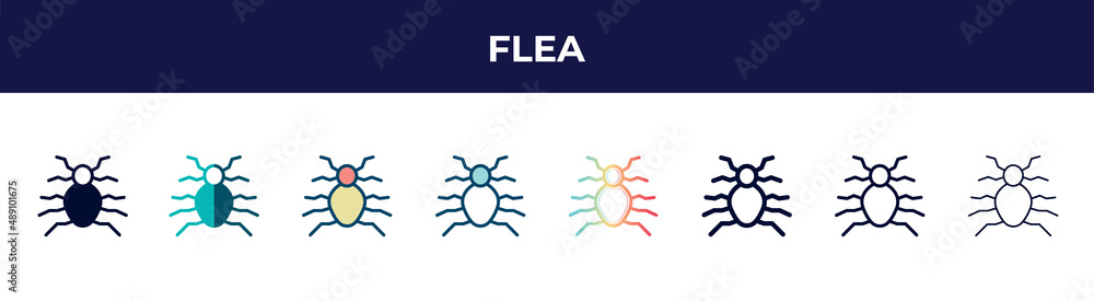 flea icon in 8 styles. line, filled, glyph, thin outline, colorful ...