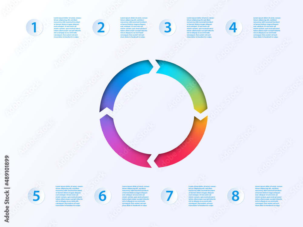 Vetor de Four step circular flow infographic for business presentation ...