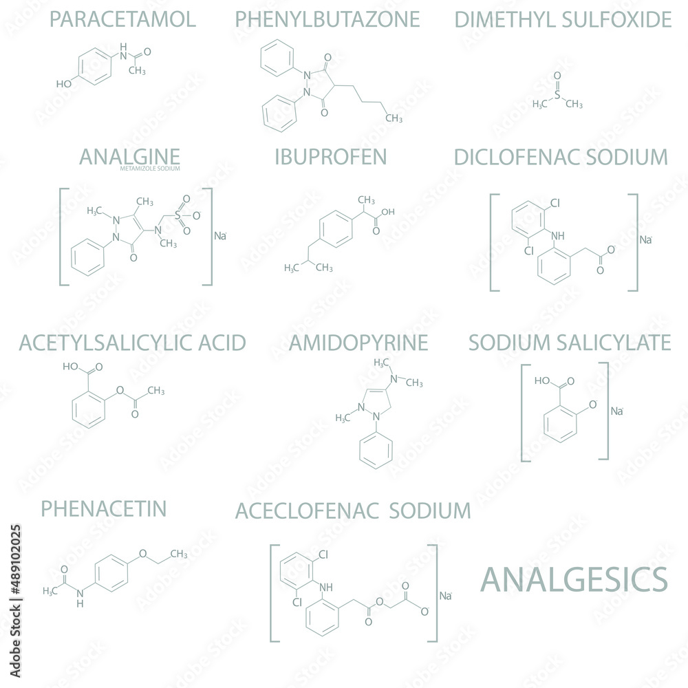 Analgesics molecular skeletal chemical formula. Stock Vector | Adobe Stock