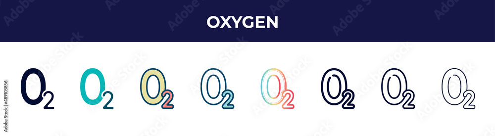 oxygen icon in 8 styles. line, filled, glyph, thin outline, colorful ...