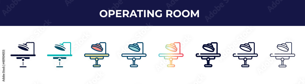 operating room icon in 8 styles. line, filled, glyph, thin outline ...