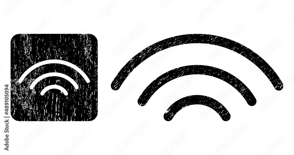 Vector Wi-Fi source stencil icon. Grunge Wi-Fi source stamp, done from ...