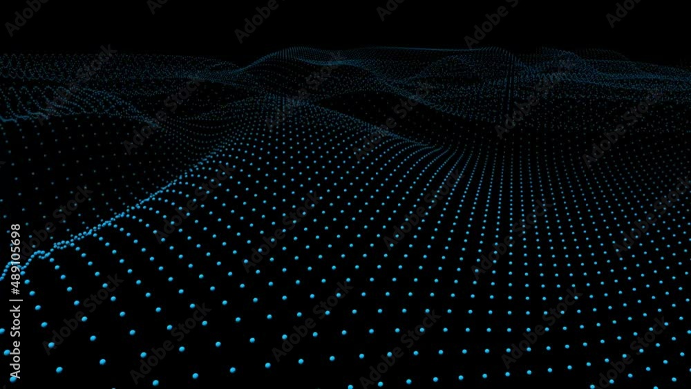 Blue wavy dotted texture. Abstract surface wave. Seamless loop. Cyber ...
