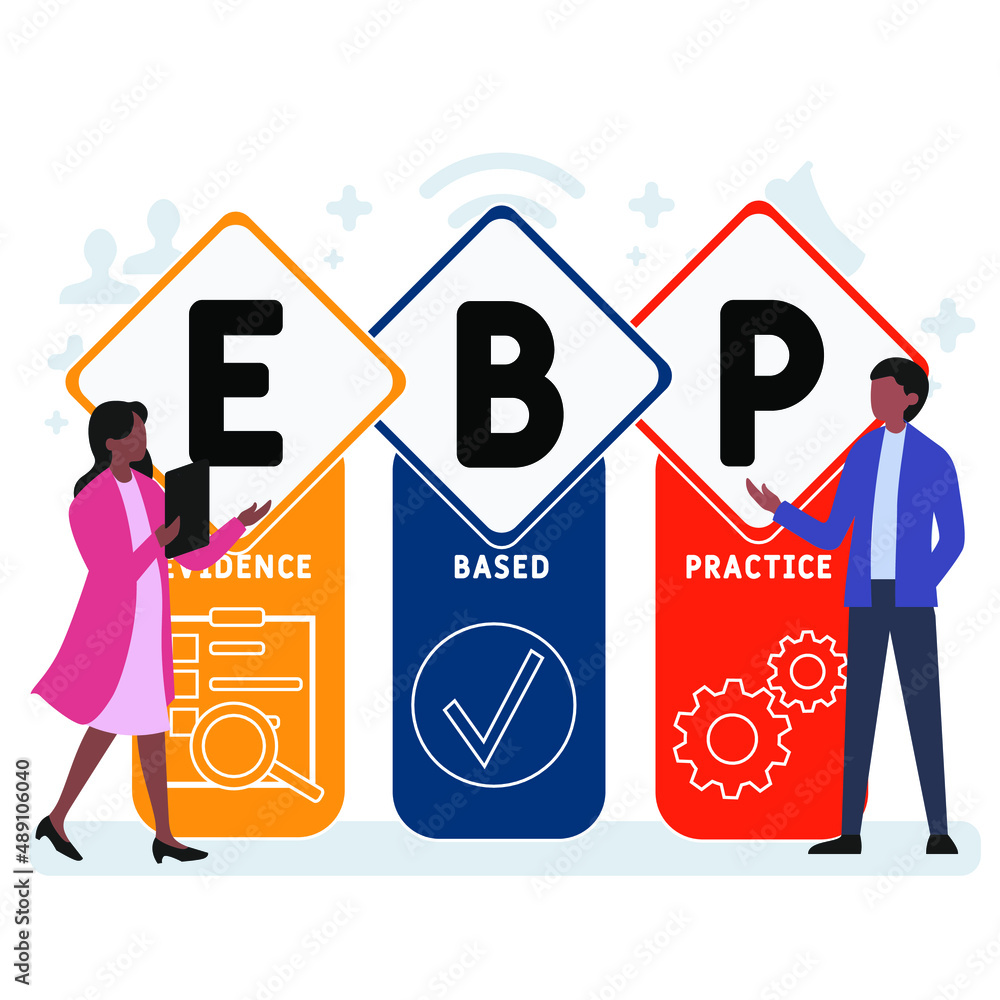 EBP Evidence-based practice acronym. business concept background. vector illustration concept ...