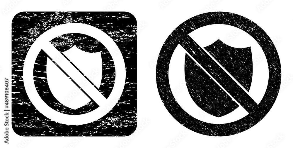 Vector no shield subtracted icon. Grunge no shield stamp, done with ...