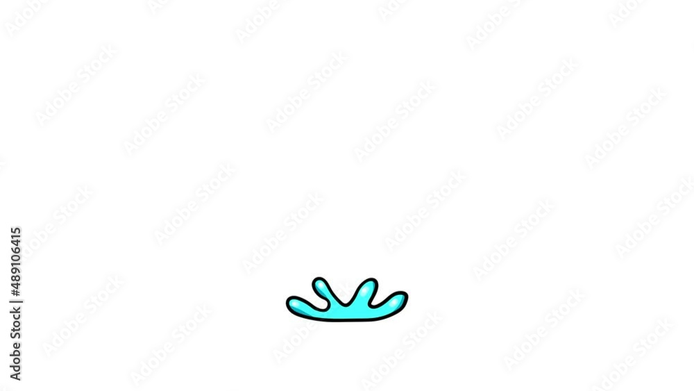 Cartoon big water rain drop. Drop animated with finish splash. Alpha ...