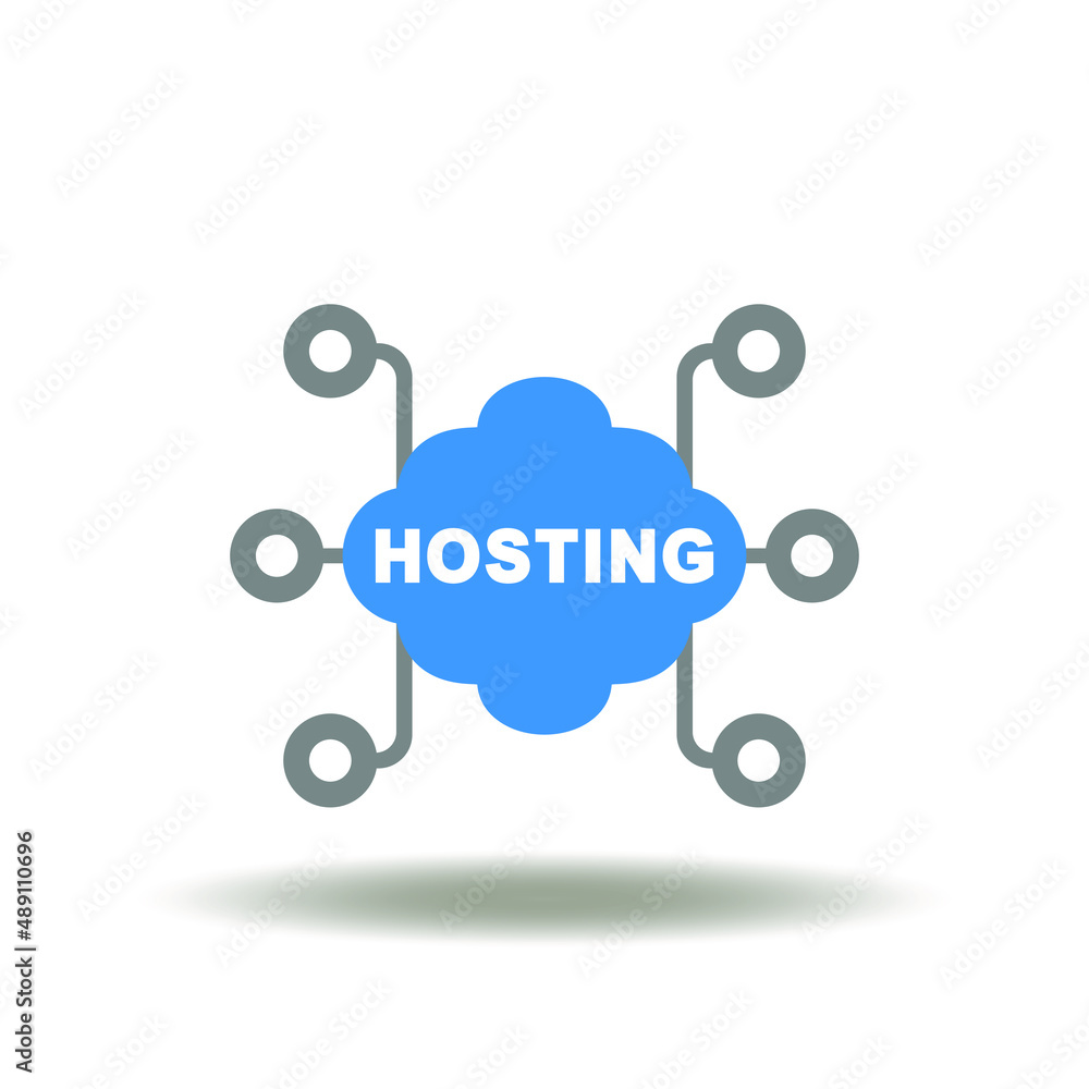Vector illustration of cloud network with hosting word. Symbol domain ...