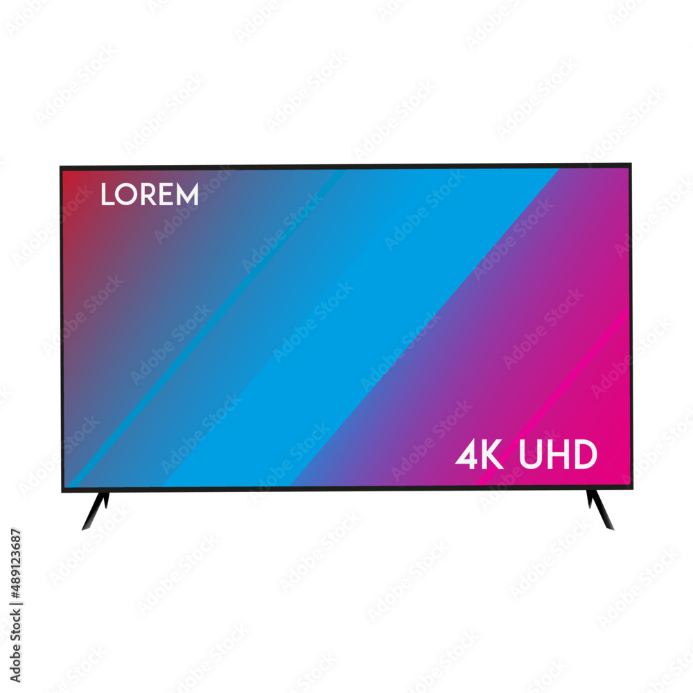 3d realistic modern television with gradient screen background. uhd ...