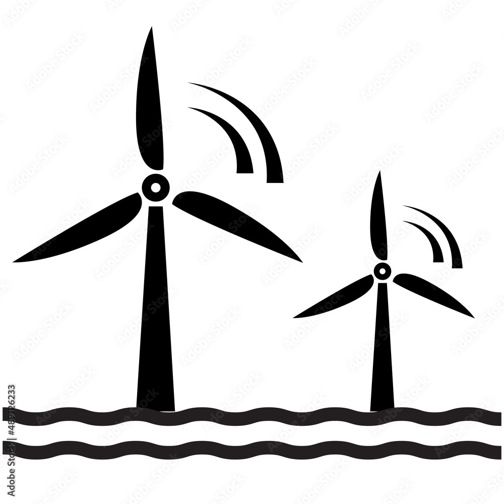 wind turbine offshore icon on white background. Offshore wind turbine ...