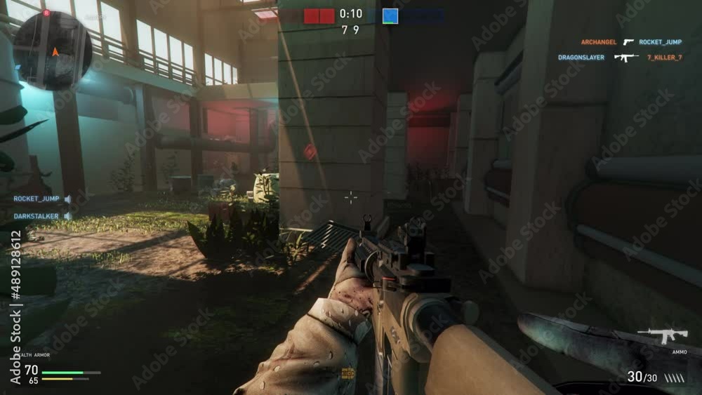 Playing a modern multiplayer first person shooter combat game. Killing ...